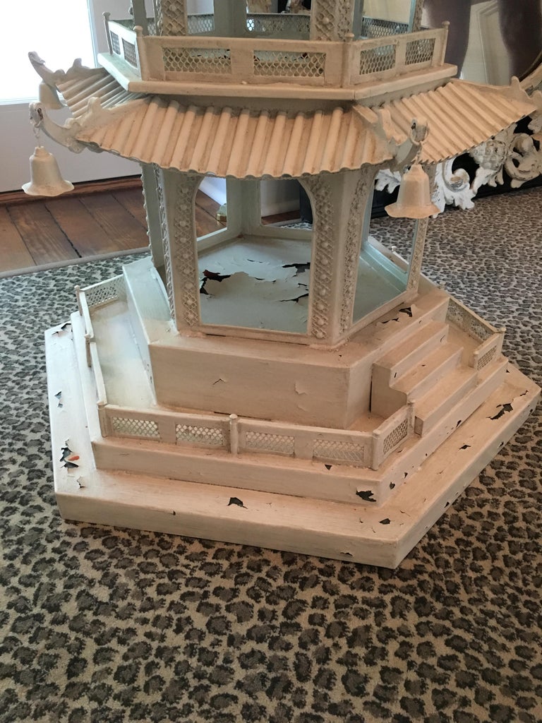 White Painted Tole Seven-Tier Chinese Pagoda at 1stDibs