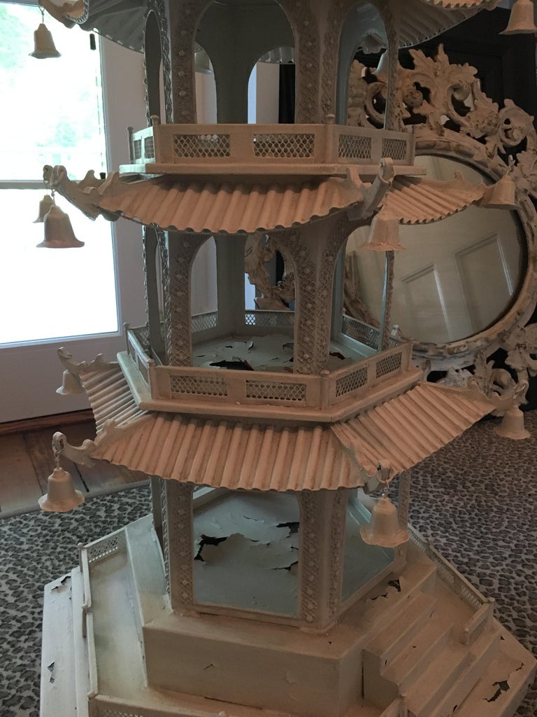White Painted Tole Seven-Tier Chinese Pagoda at 1stDibs