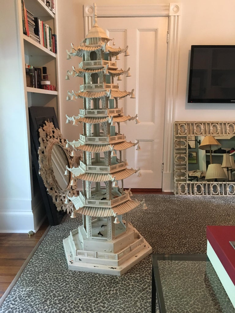 White Painted Tole Seven-Tier Chinese Pagoda at 1stDibs