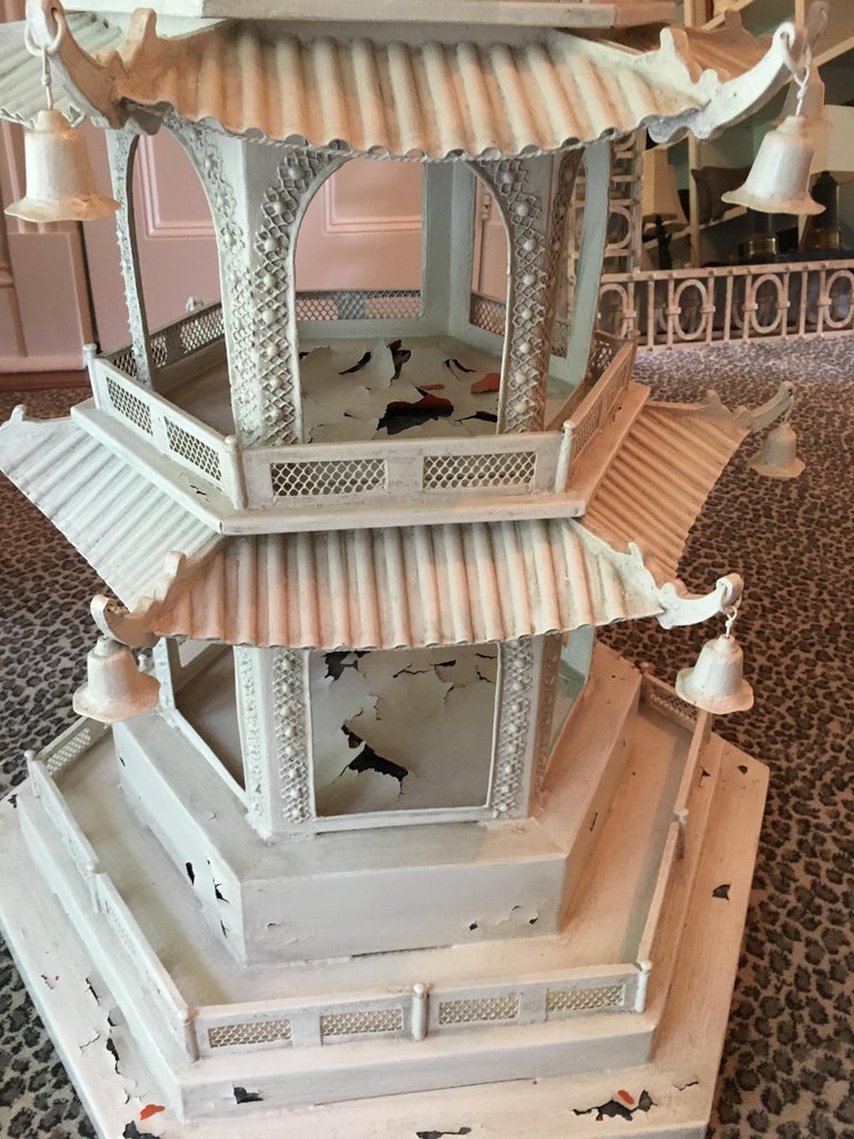 White Painted Tole Seven-Tier Chinese Pagoda at 1stDibs