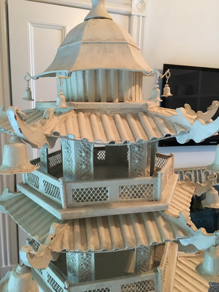 White Painted Tole Seven-Tier Chinese Pagoda at 1stDibs