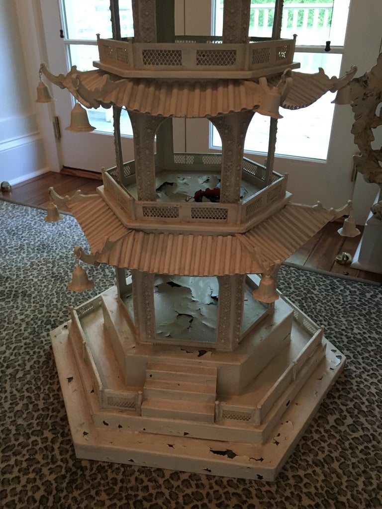 White Painted Tole Seven-Tier Chinese Pagoda at 1stDibs