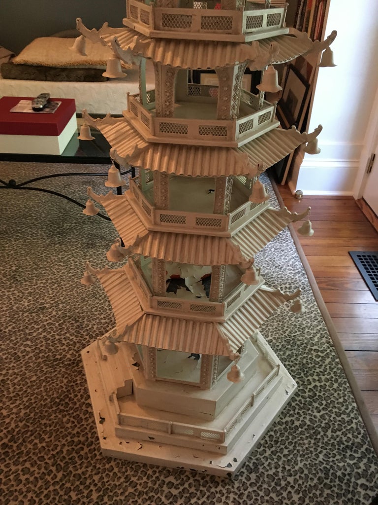White Painted Tole Seven-Tier Chinese Pagoda at 1stDibs