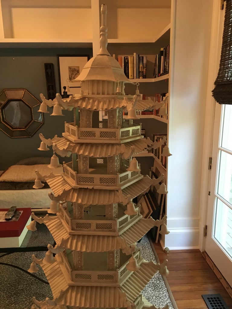 White Painted Tole Seven-Tier Chinese Pagoda at 1stDibs