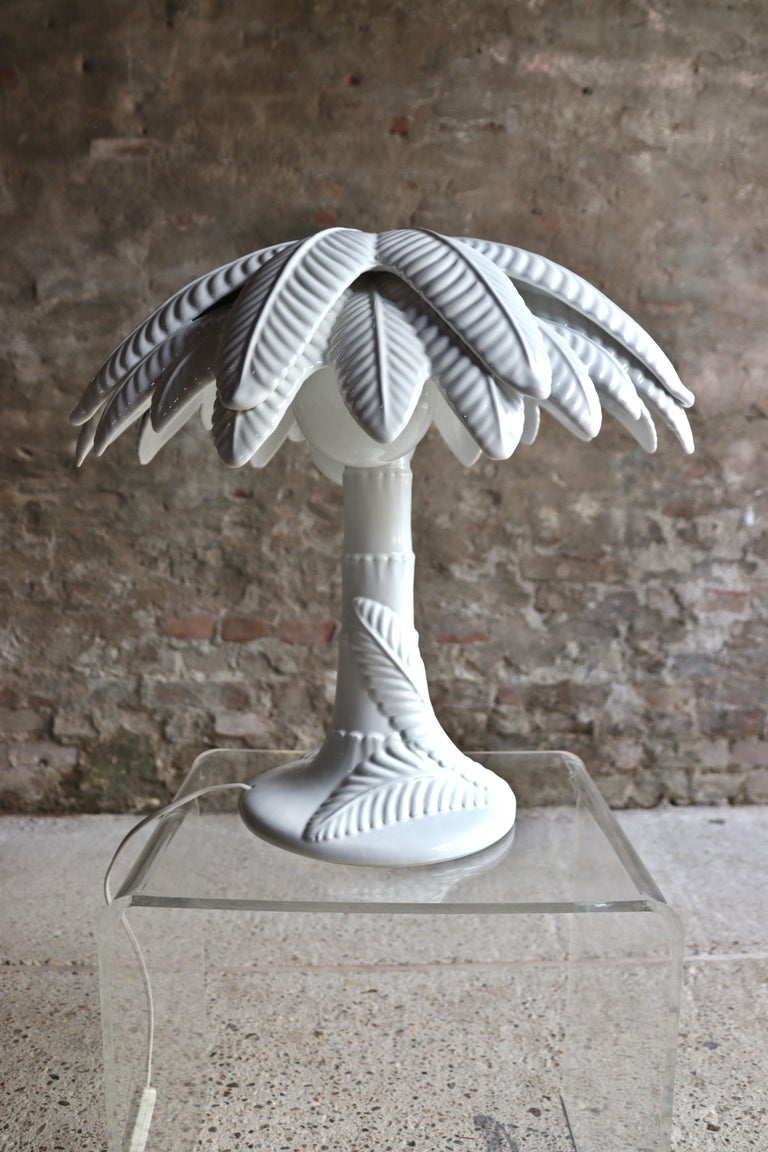 White Palm Tree – Table Lamp – Ceramic – Metal – Italy – 1970s For Sale ...