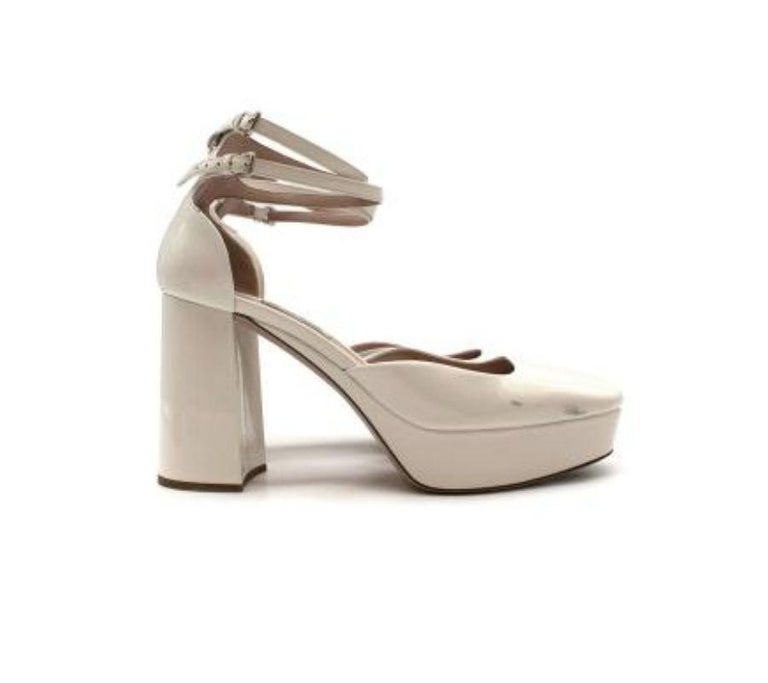 White Patent Platform Double Strap Pumps For Sale at 1stDibs