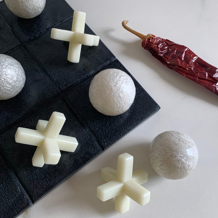 White Pearl Resin Tic Tac Toe by Paola Valle For Sale at 1stDibs