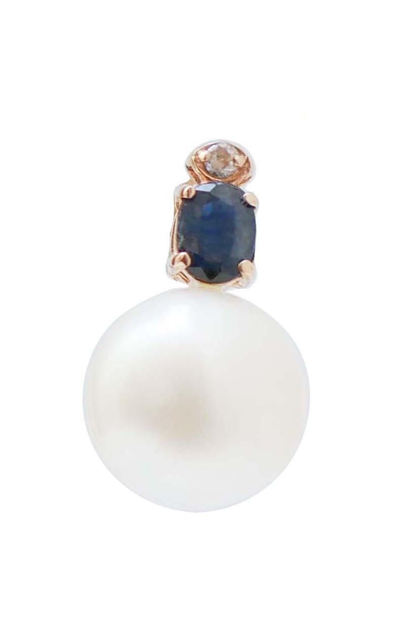 White Pearls, Sapphires, Diamonds, 14 Kt Rose Gold Earrings For Sale at ...