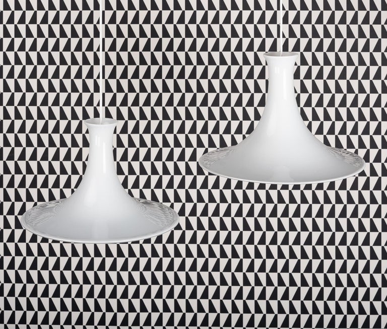 White pendant Mandarin lamp from Michael Bang for Royal Copenhagen, set ...
