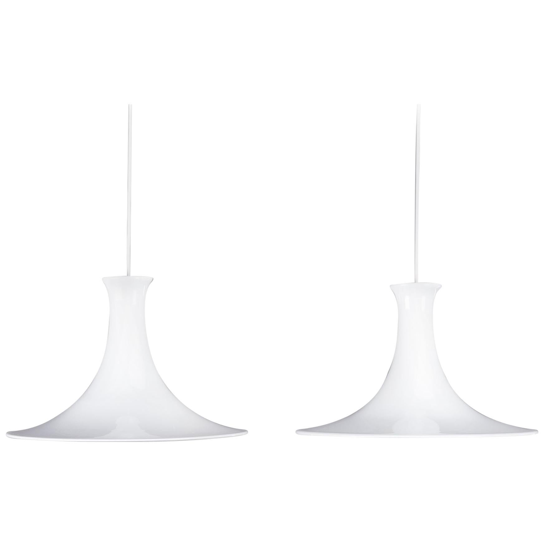 White pendant Mandarin lamp from Michael Bang for Royal Copenhagen, set ...