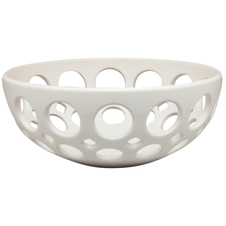 White Pierced Ceramic Fruit Bowl at 1stDibs