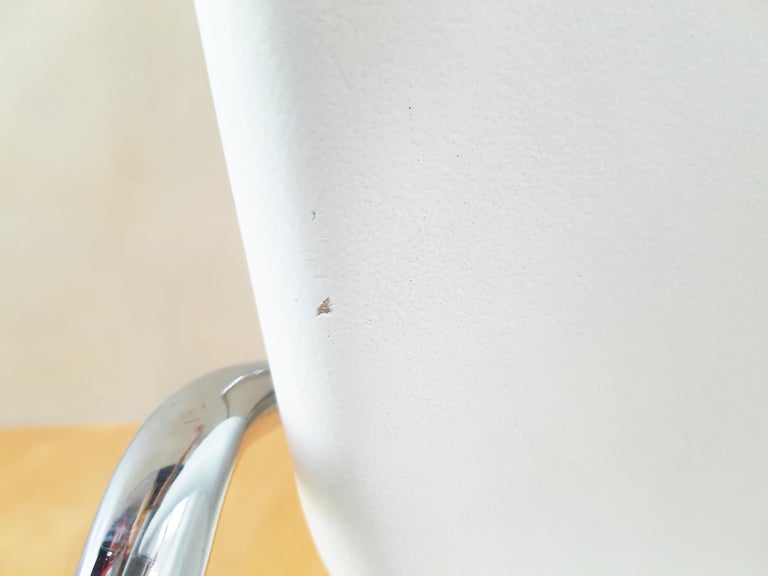 White Plastic and Chrome Plated Metal 1970s Stools by C. Salocchi for Alberti For Sale at 1stDibs