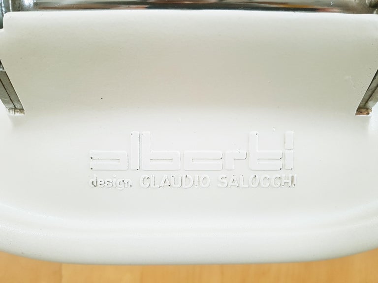 White Plastic and Chrome Plated Metal 1970s Stools by C. Salocchi for Alberti For Sale at 1stDibs