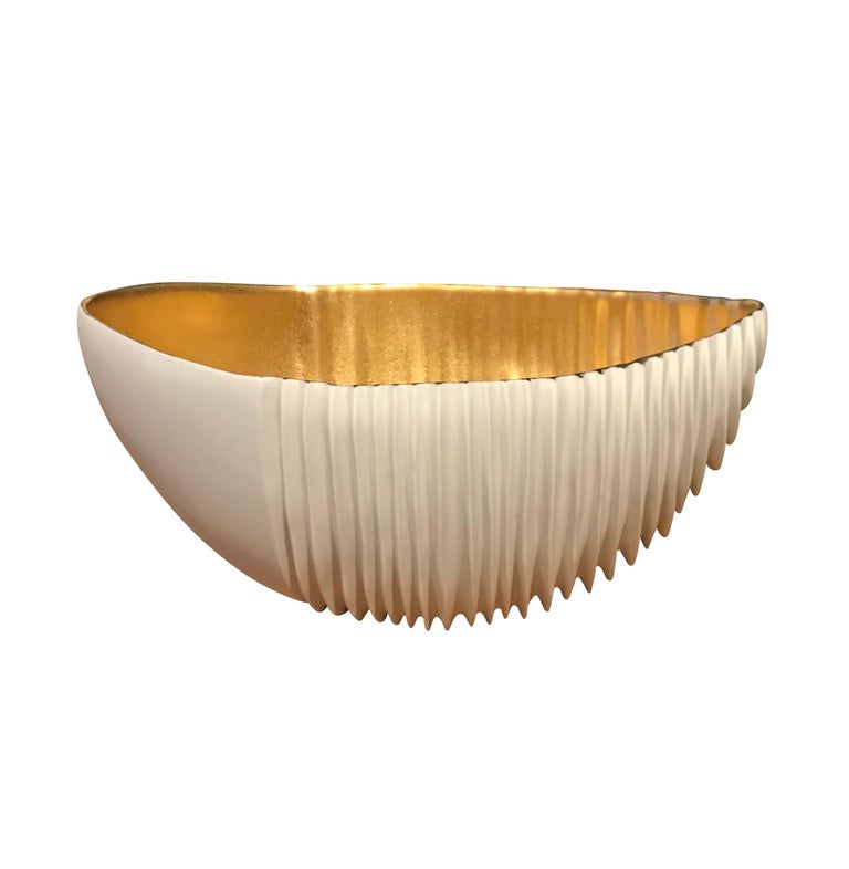 White Porcelain Bowl with Gold Leaf Inside, Italy, Contemporary at 1stDibs
