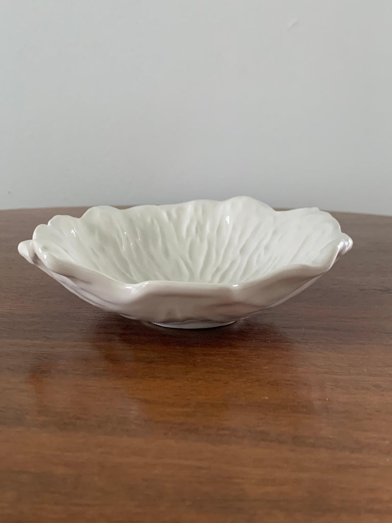 White Porcelain Cabbage Plates, Set of Four For Sale at 1stDibs