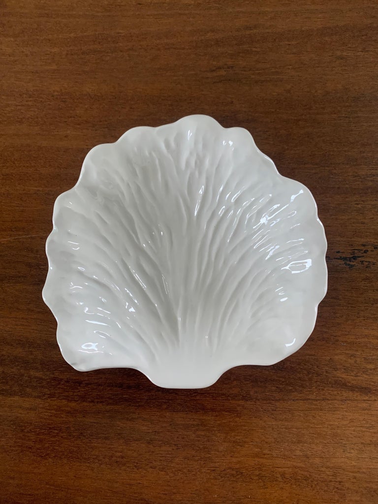 White Porcelain Cabbage Plates, Set of Four For Sale at 1stDibs