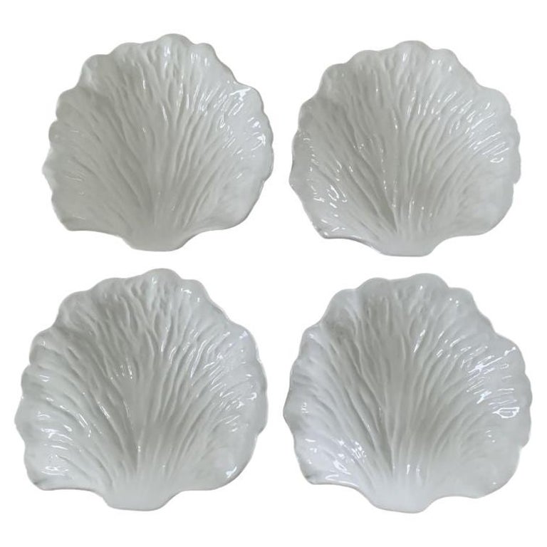 White Porcelain Cabbage Plates, Set of Four For Sale at 1stDibs