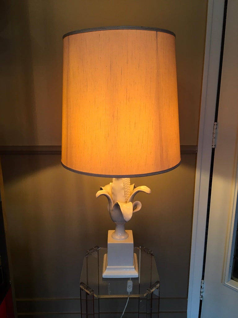 White Porcelain Corn Table Lamp, Italy, 1960s For Sale at 1stDibs