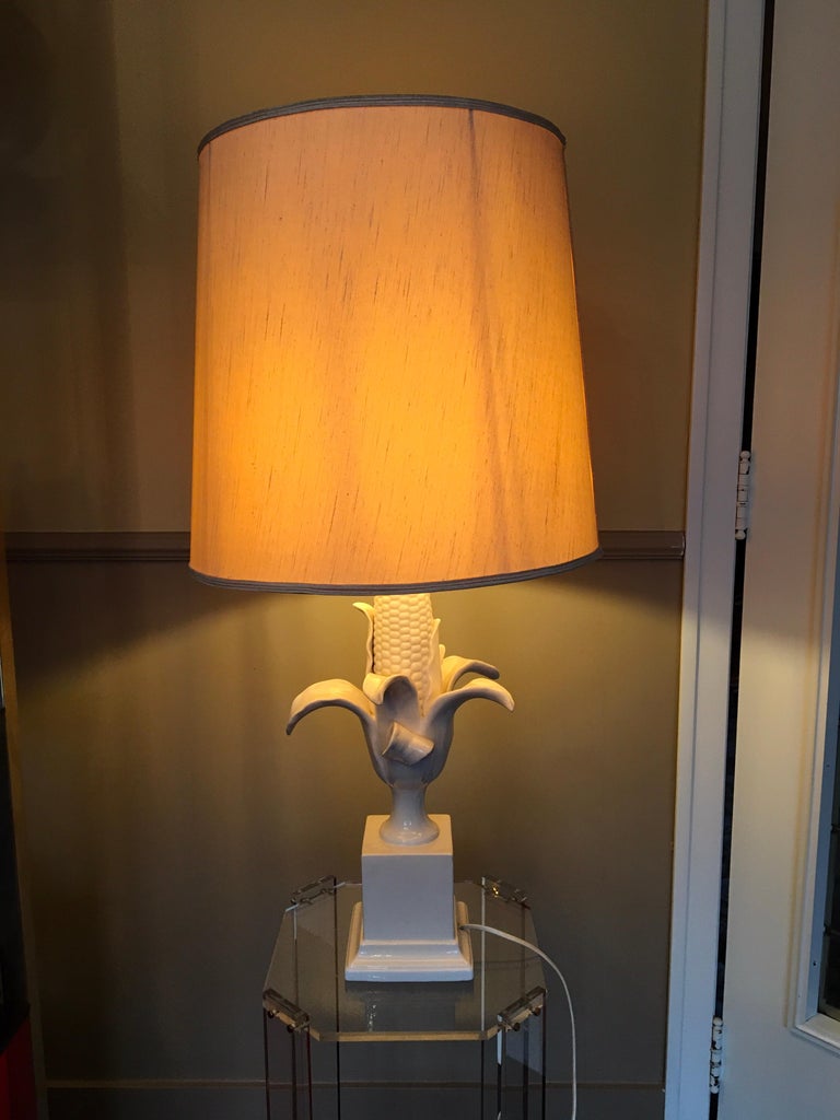 White Porcelain Corn Table Lamp, Italy, 1960s For Sale at 1stDibs