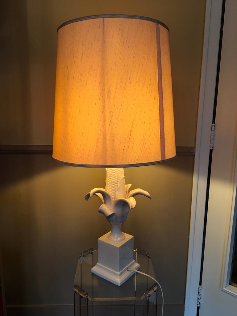 White Porcelain Corn Table Lamp, Italy, 1960s For Sale at 1stDibs