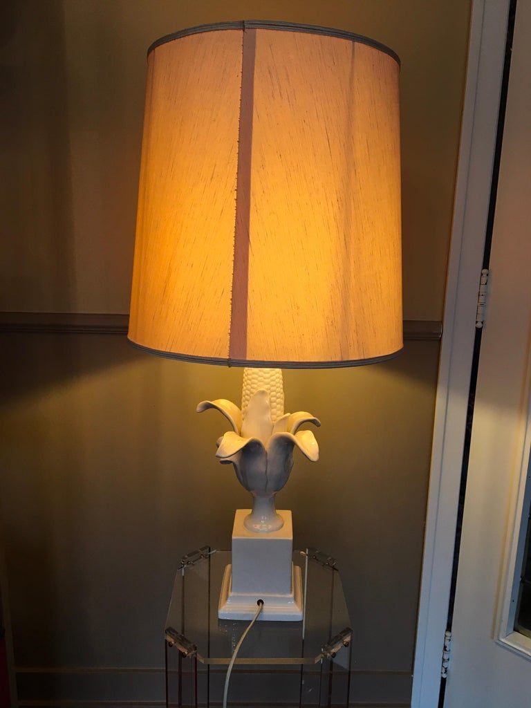 White Porcelain Corn Table Lamp, Italy, 1960s For Sale at 1stDibs