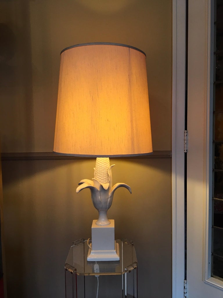 White Porcelain Corn Table Lamp, Italy, 1960s For Sale at 1stDibs
