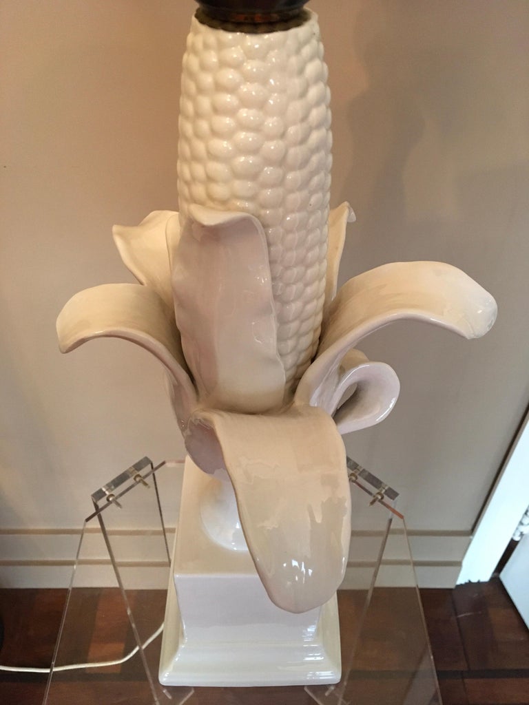 White Porcelain Corn Table Lamp, Italy, 1960s For Sale at 1stDibs