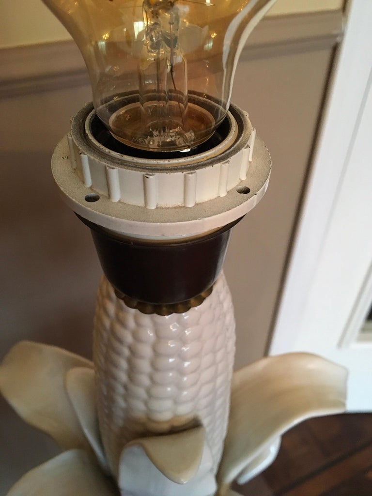 White Porcelain Corn Table Lamp, Italy, 1960s For Sale at 1stDibs