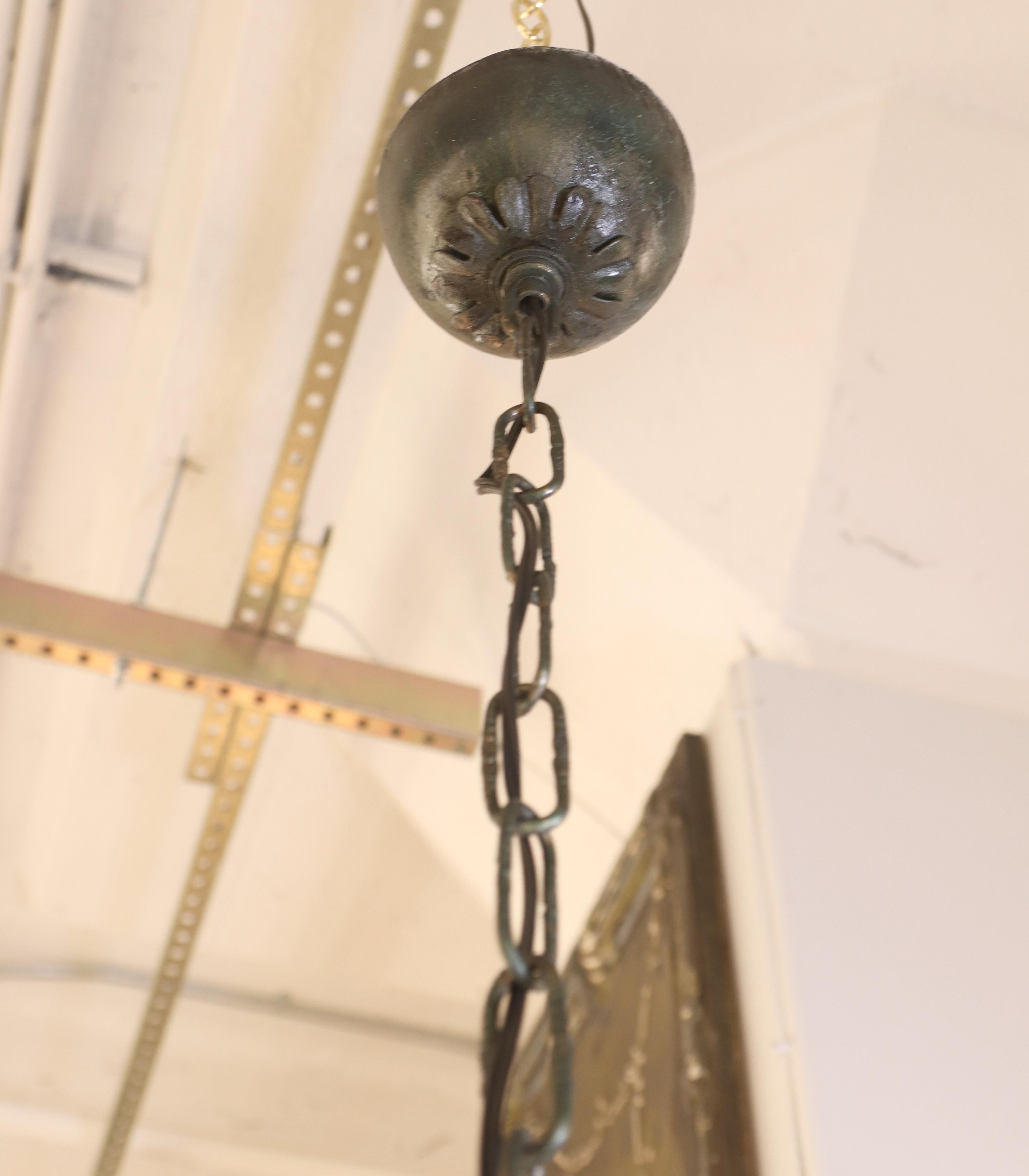 White Porcelain Flowers Verdigris 6 Light Chandelier For Sale at 1stDibs