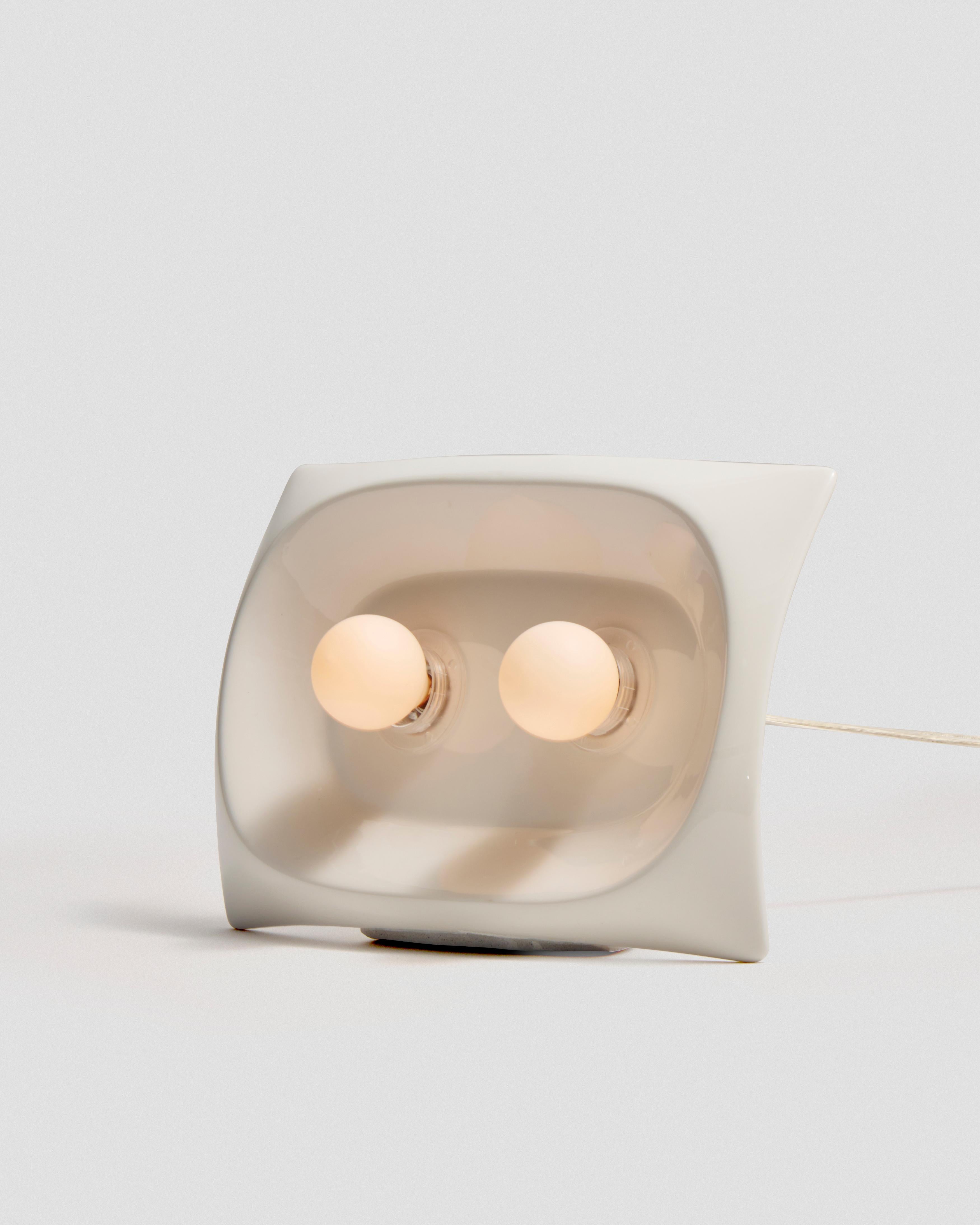 White Porcelain Mid-Century Modern Soft Light Contemporary Table Lamp ...