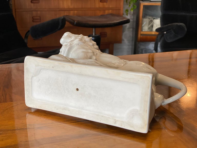 White Porcelain Sculpture of a Lion, Mid 20th Century at 1stDibs
