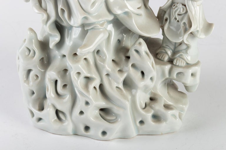 White Porcelain Statuette of a Divinity and His Child For Sale at 1stDibs