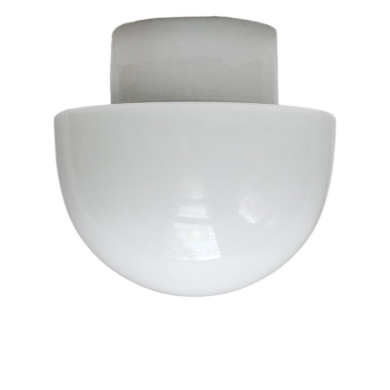 White Porcelain Vintage Industrial Opaline Glass Wall Ceiling Lamp ...