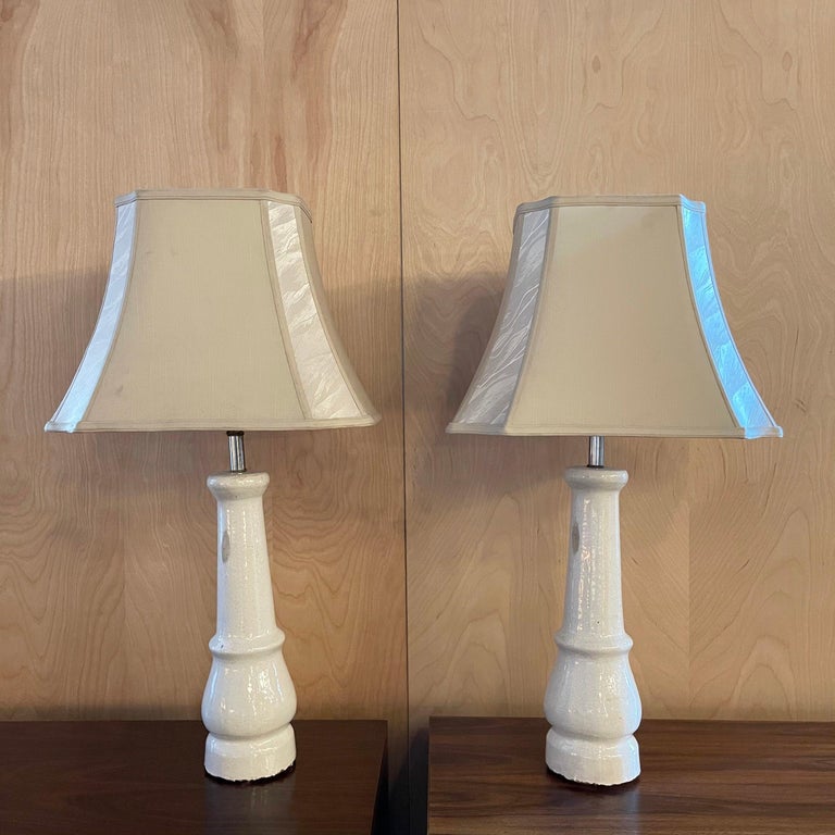 White Porcelain Leg Table Lamps with Shades For Sale at 1stDibs