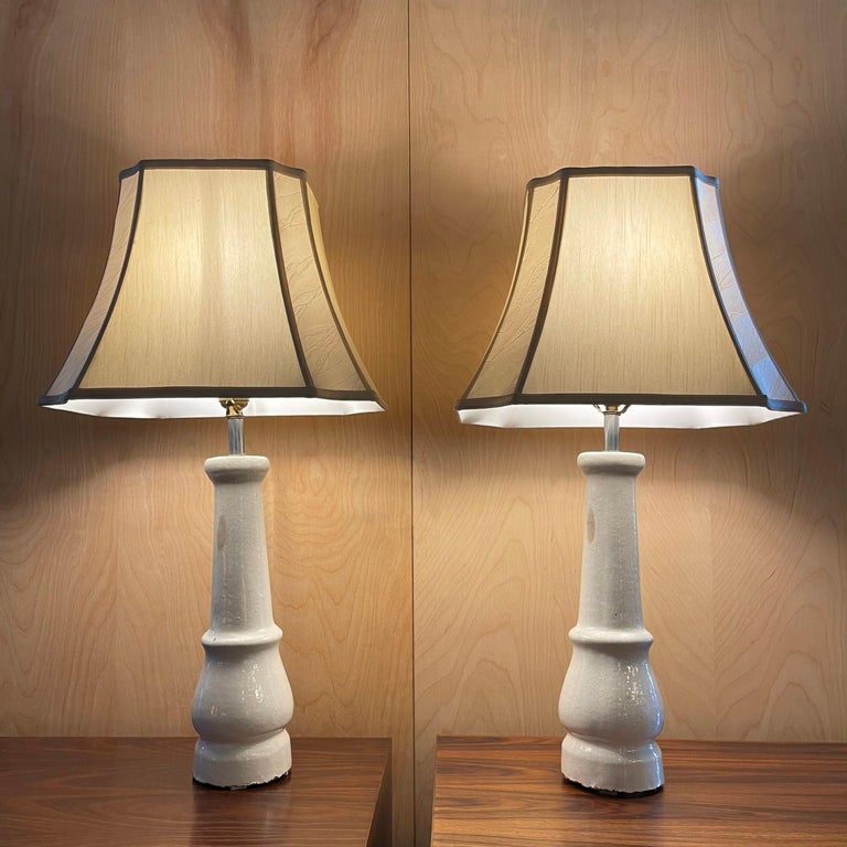 White Porcelain Leg Table Lamps with Shades For Sale at 1stDibs