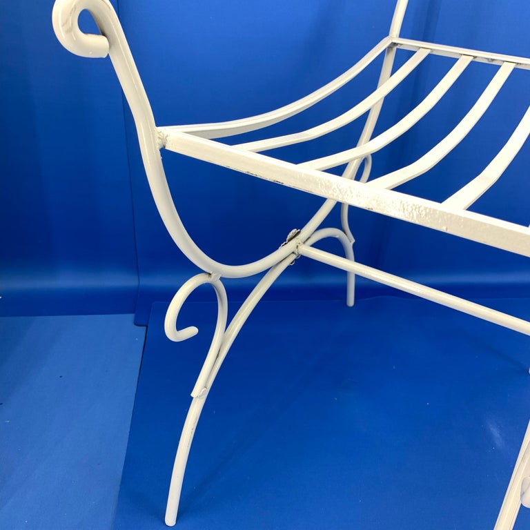 White Powder-Coated Metal Stool Or Bench For Sale at 1stDibs