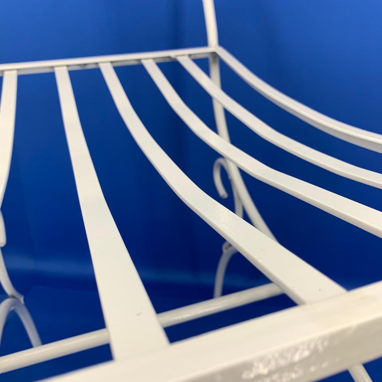 White Powder-Coated Metal Stool Or Bench For Sale at 1stDibs