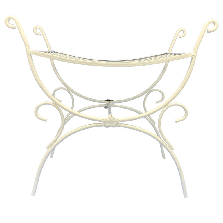 White Powder-Coated Metal Stool Or Bench For Sale at 1stDibs