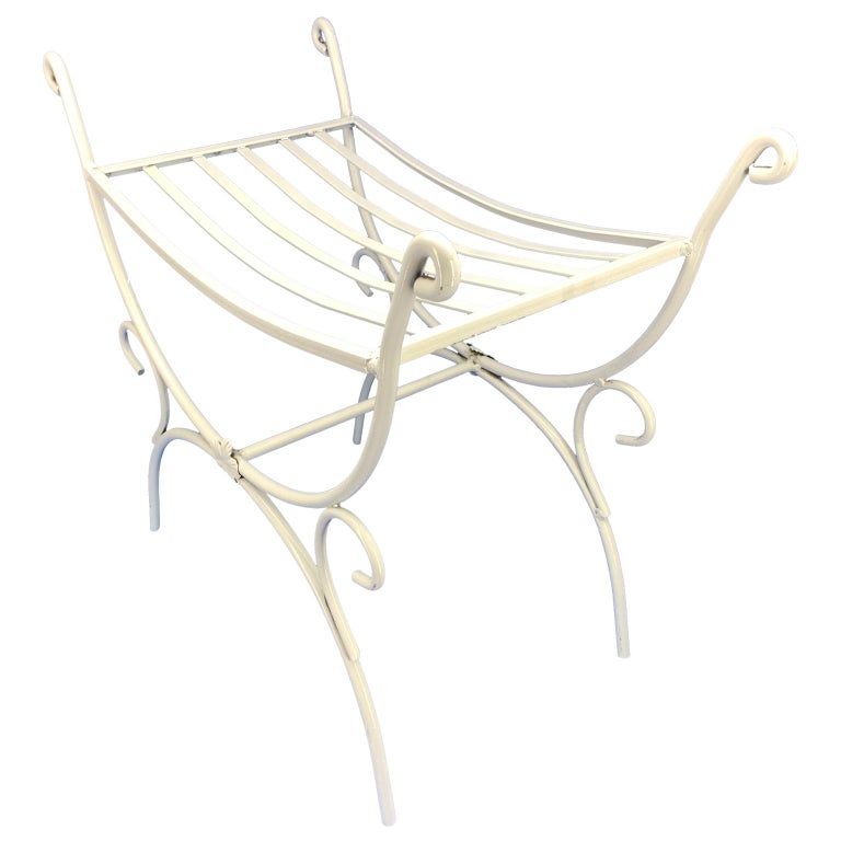 White Powder-Coated Metal Stool Or Bench For Sale at 1stDibs