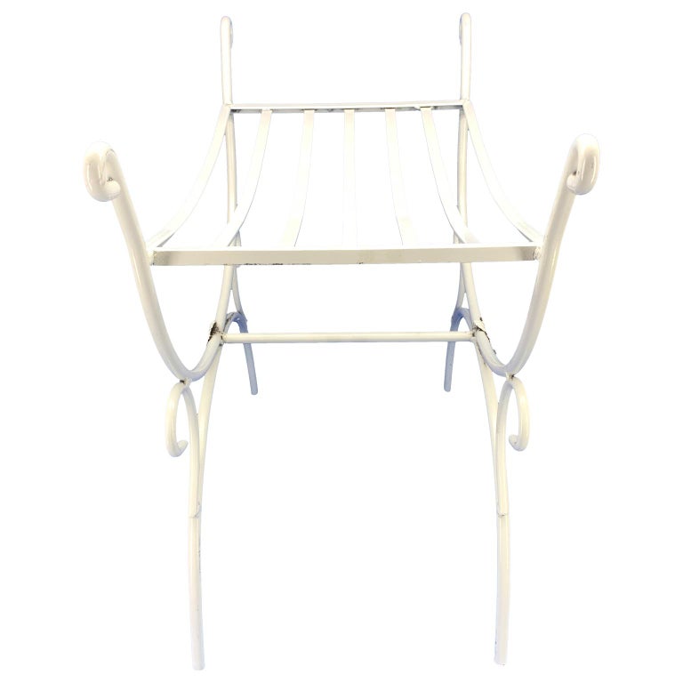 White Powder-Coated Metal Stool Or Bench For Sale at 1stDibs