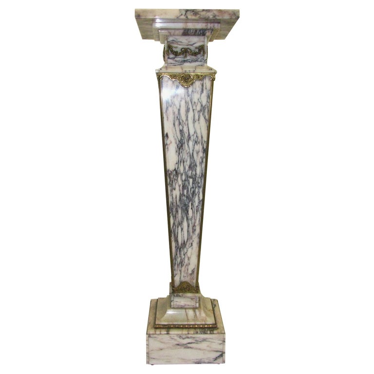 White, Purple Marble Column / Pedestal, 20th Century For Sale at 1stDibs