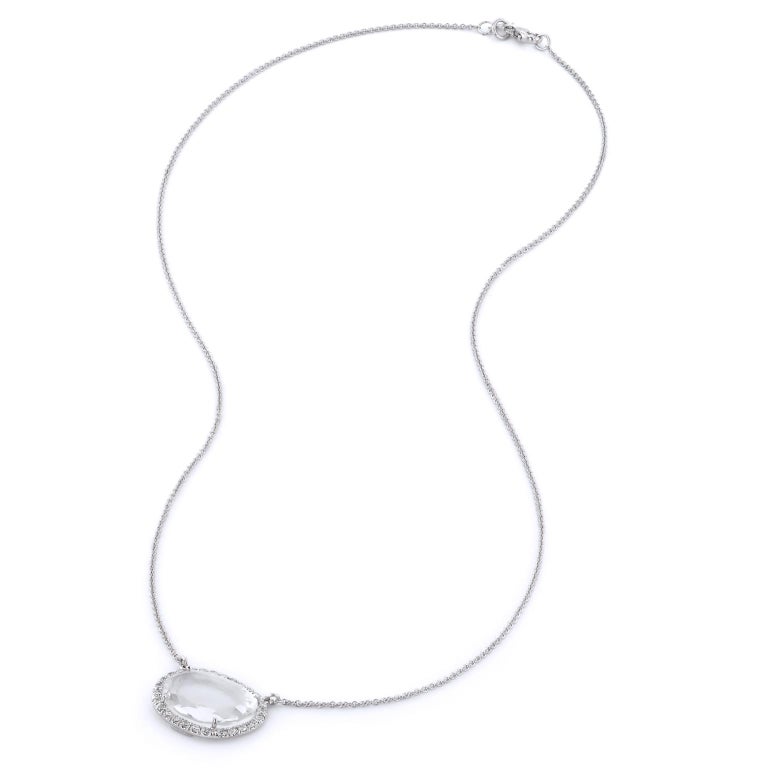 4.04 Carat Cobblestone Cut White Quartz with 27 Pave Set Diamonds Halo ...