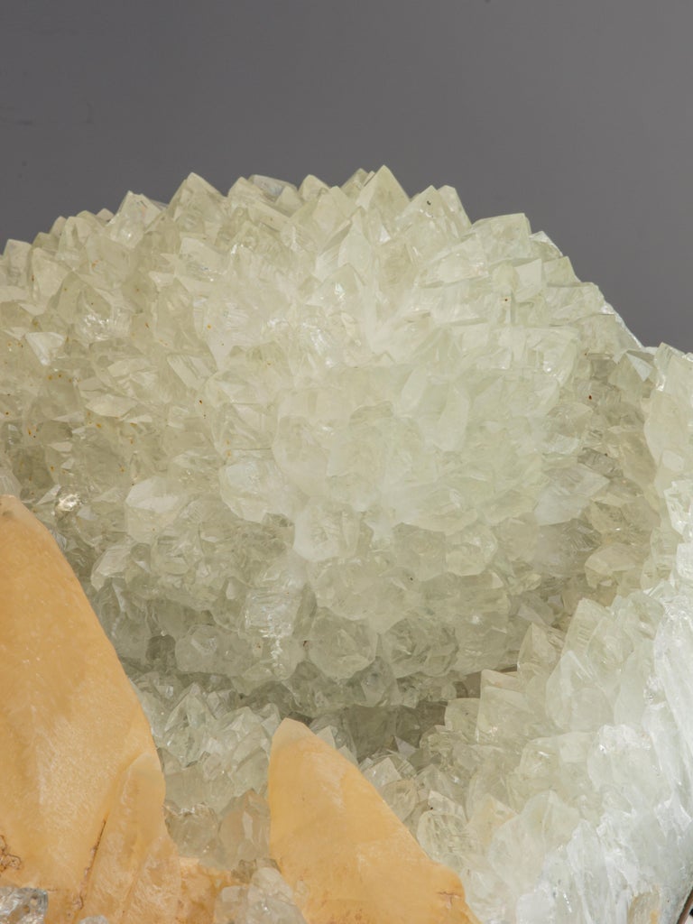 White Quartz Cluster with Honey Coloured Calcites For Sale at 1stDibs