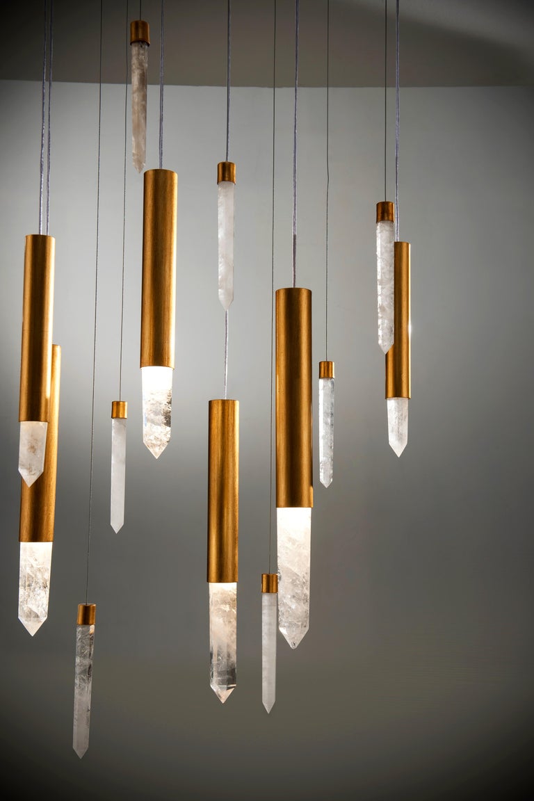 White Quartz "Stalacta" Pendant Lamp, Waldir Junior For Sale at 1stDibs