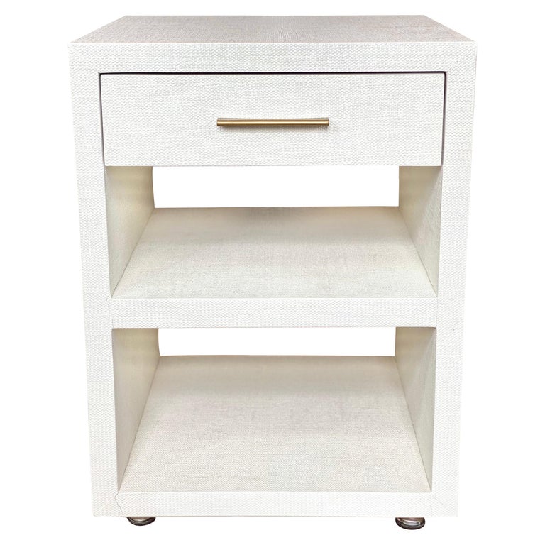 White Raffia Nightstand For Sale at 1stDibs