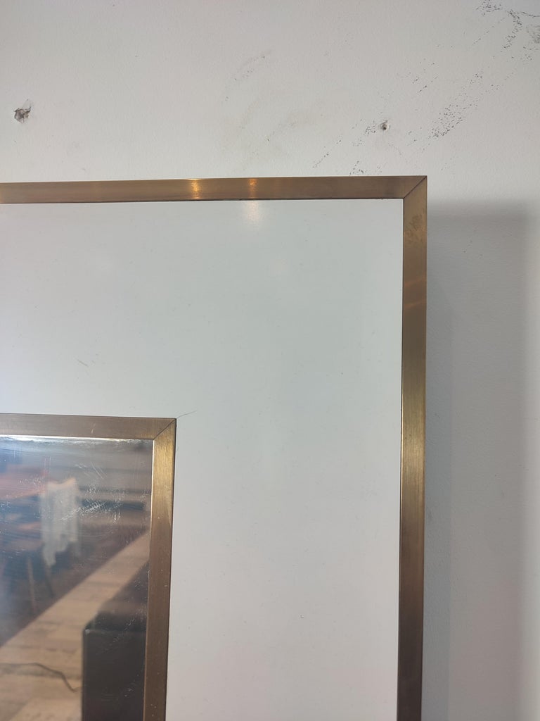 White Rectangle Mirror with Brass Details from Alain Delon for Maison ...