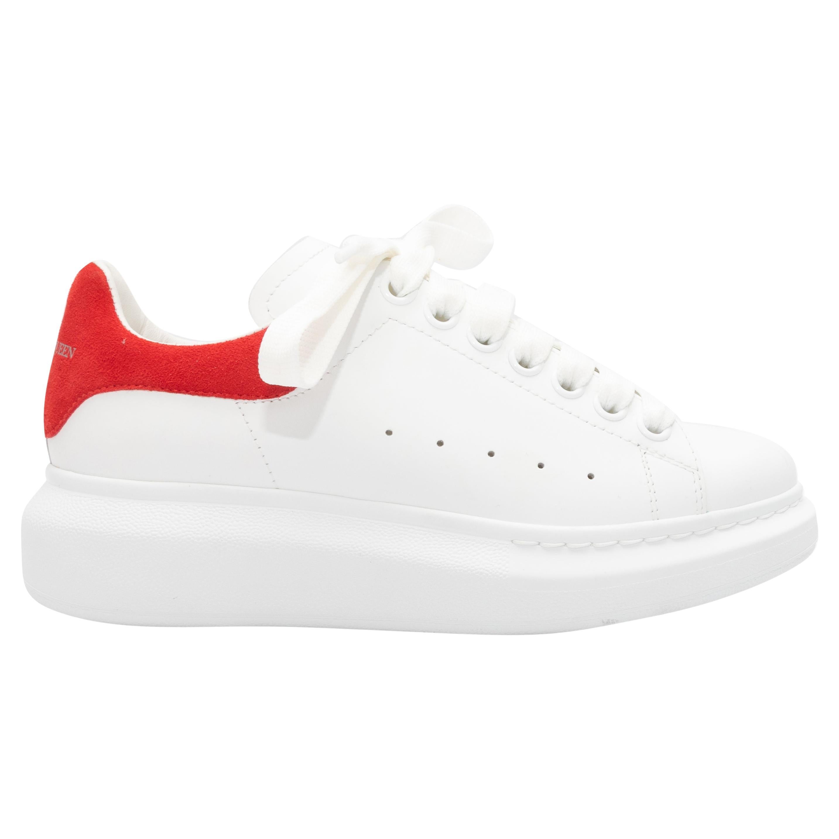 White and Red Alexander McQueen Low-Top Sneakers For Sale at 1stDibs
