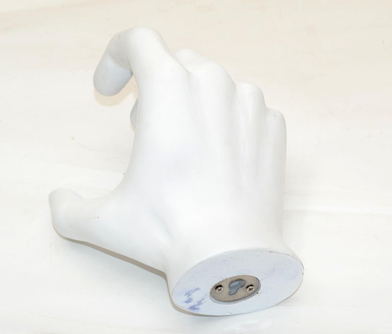 White Resin Wall Mounted Figurative Hand Sculpture Mid-Century Modern ...