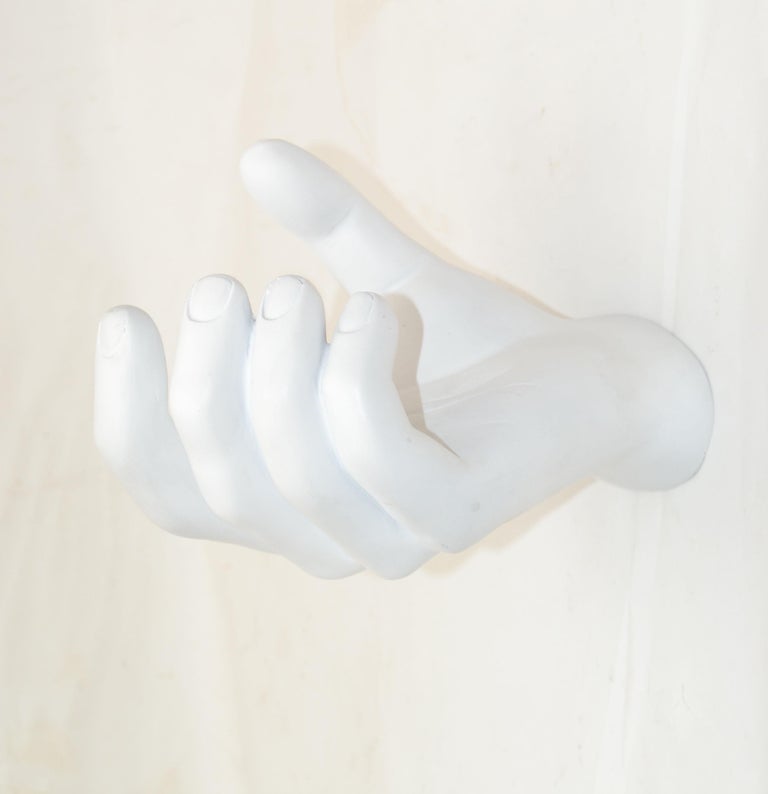 White Resin Wall Mounted Figurative Hand Sculpture Mid-Century Modern ...