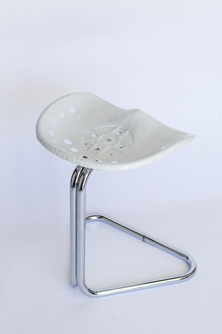 White Rodney Kinsman T7 Tractor Stool Post-Modern at 1stDibs
